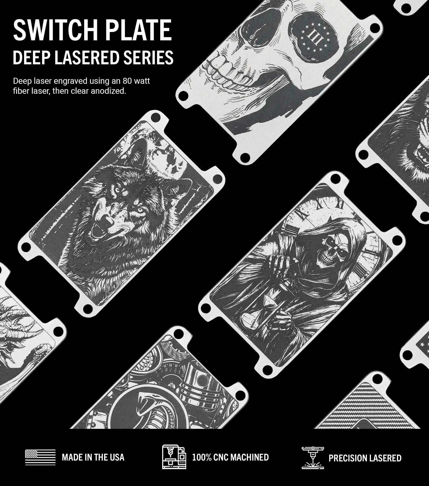 DEEP LASERED SWITCH PLATES – SCUDO-USA